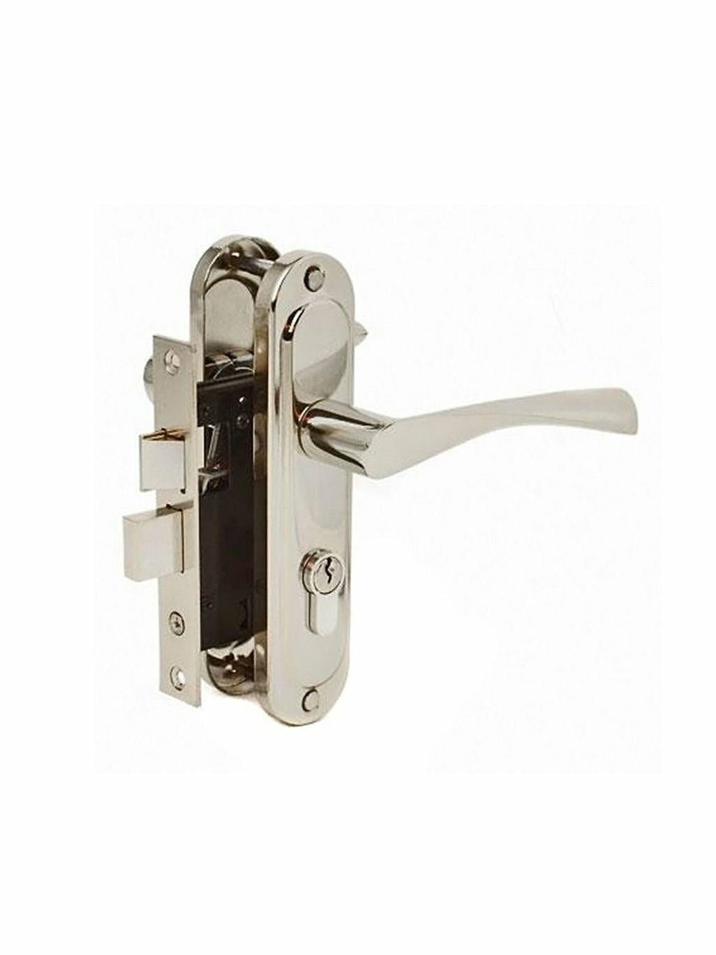 Замок врезной Avers 0823/60-NI, 17203, цилиндровый с ручкой в комплекте, цвет никель, межосевое расстояние 50 мм, 5 ключей