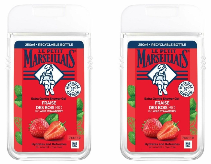 Гель для душа Le Petit Marseillais Клубника, 250 мл, 2 штуки