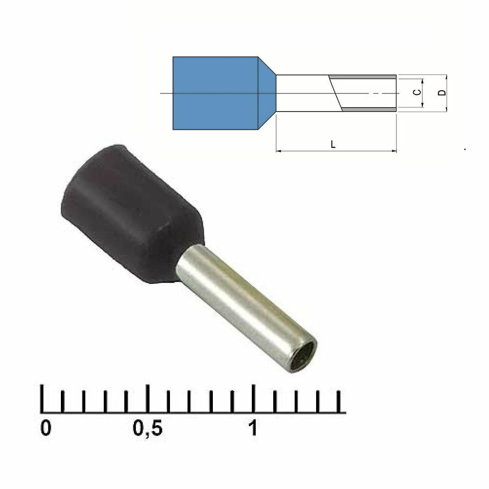 50 шт Клеммы Наконечники на кабель DN01508 black черные 1.7x8mm