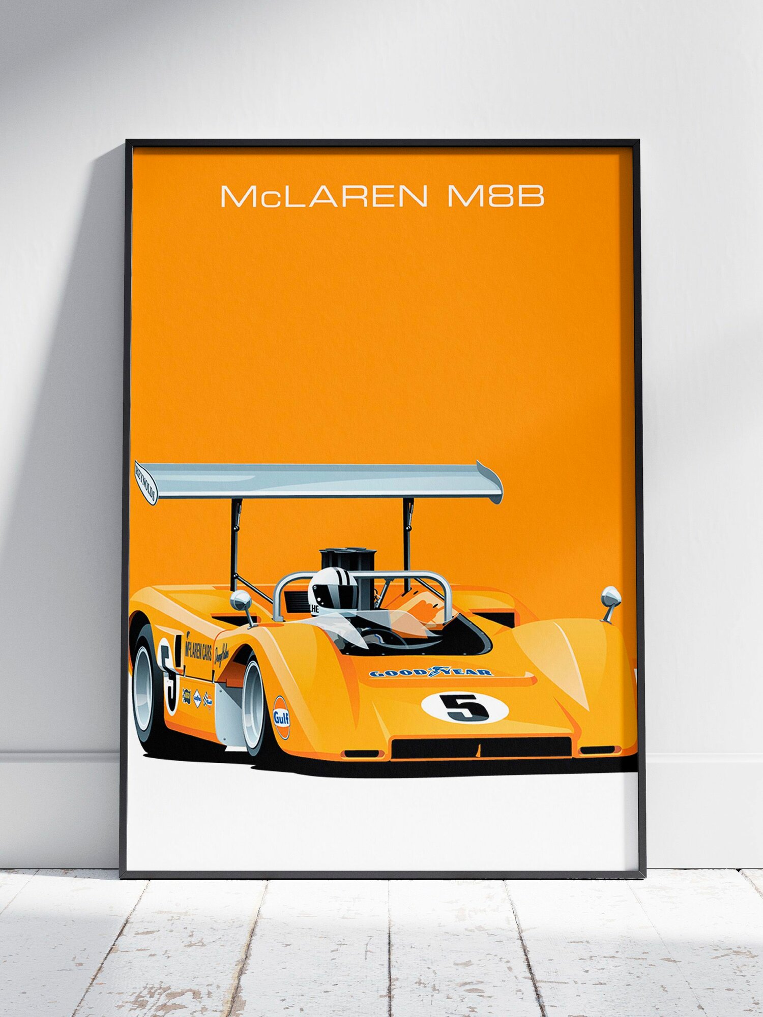 Плакат на стену для интерьера Легенды Авто (Макларен M8B - McLaren M8B) - Постер по машине формата A4 (21x30 см)