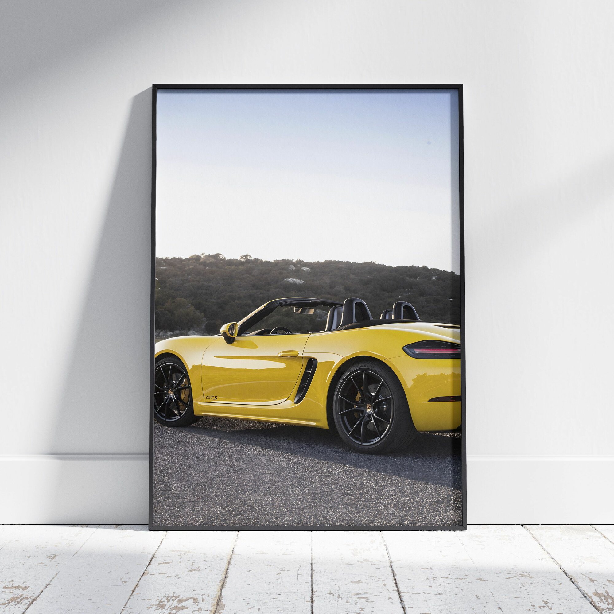 Плакат на стену для интерьера Кабриолет (Porsche 718 Boxster GTS 4 0 10) - Постер по машинам родстерам с открытым верхом формата А3 (30x42 см)