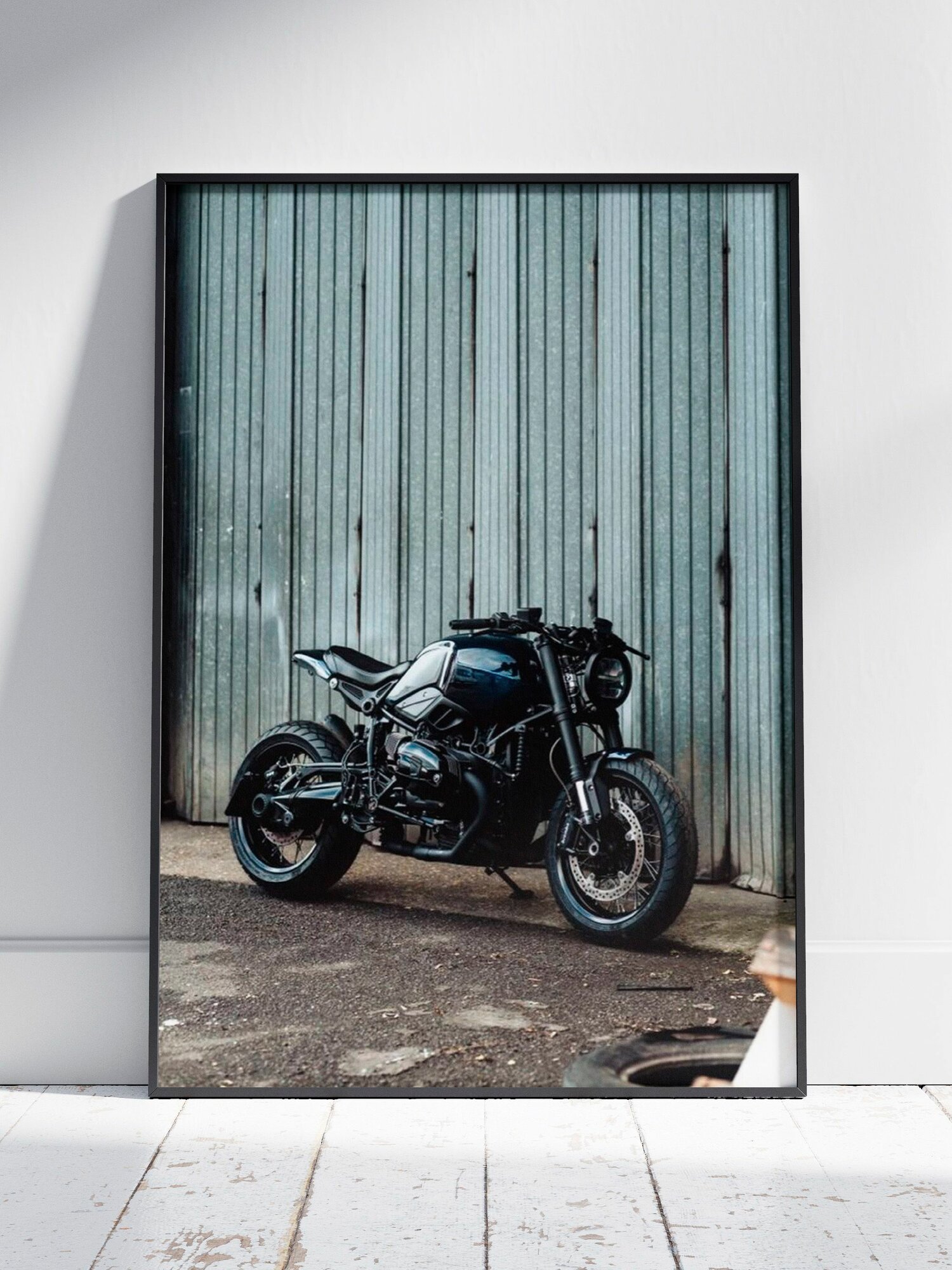 Плакат на стену для интерьера Мотоцикл (BMW R nineT 12) - Постер по мото и байкам формата A4 (21x30 см)