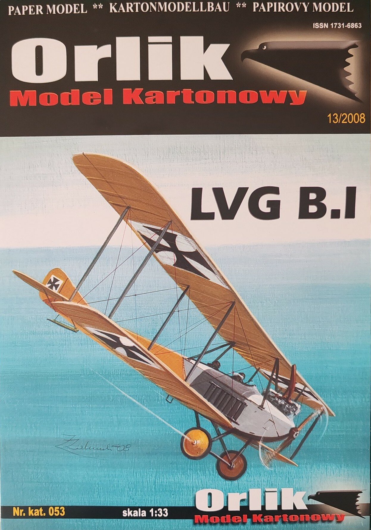 Сборная бумажная модель Самолет LVG B.I - Orlik №53 (журнал)