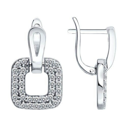 Серьги, серебро, 925 проба, родирование, фианит