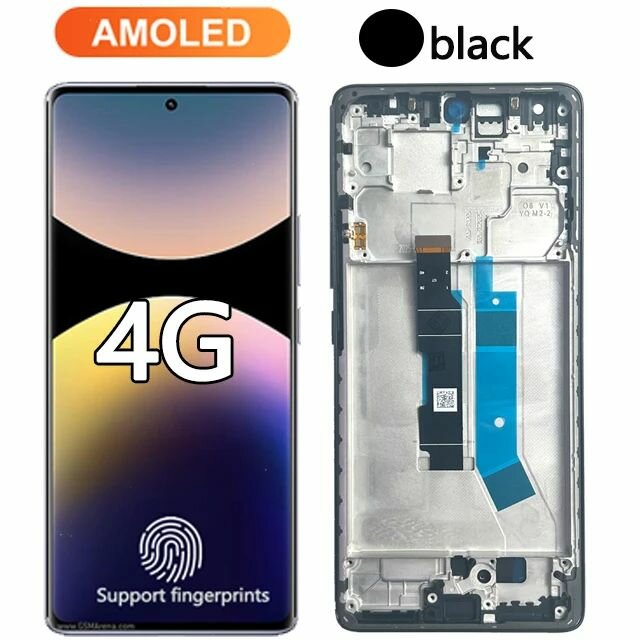 Для Xiaomi Redmi Note 14 Pro 4G 24116RACCG, LCD дисплей с рамкой, сенсорный экран, сборка панели дигитайзера, черный