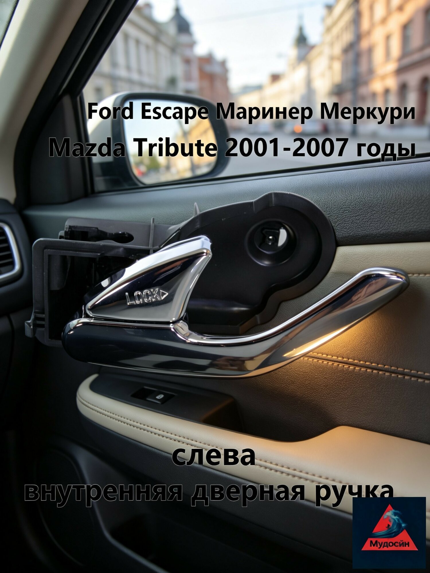Внутренняя дверная ручка для Mazda Tribute 2001-2007, левая сторона черный и хром подходящая для Ford Escape Mariner Mercury