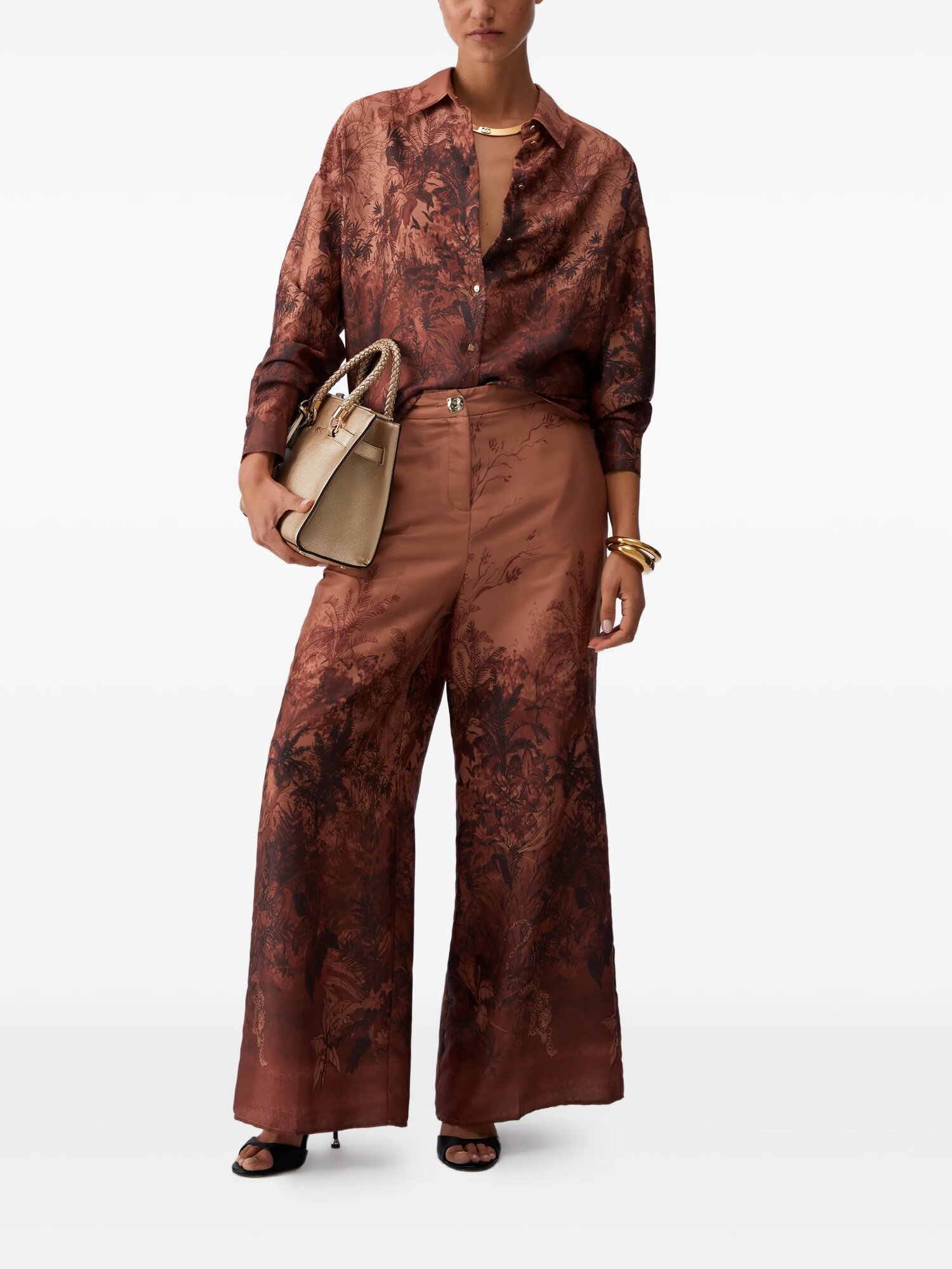 Брюки LIU JO Printed twill palazzo pants, размер 38 — фото 1