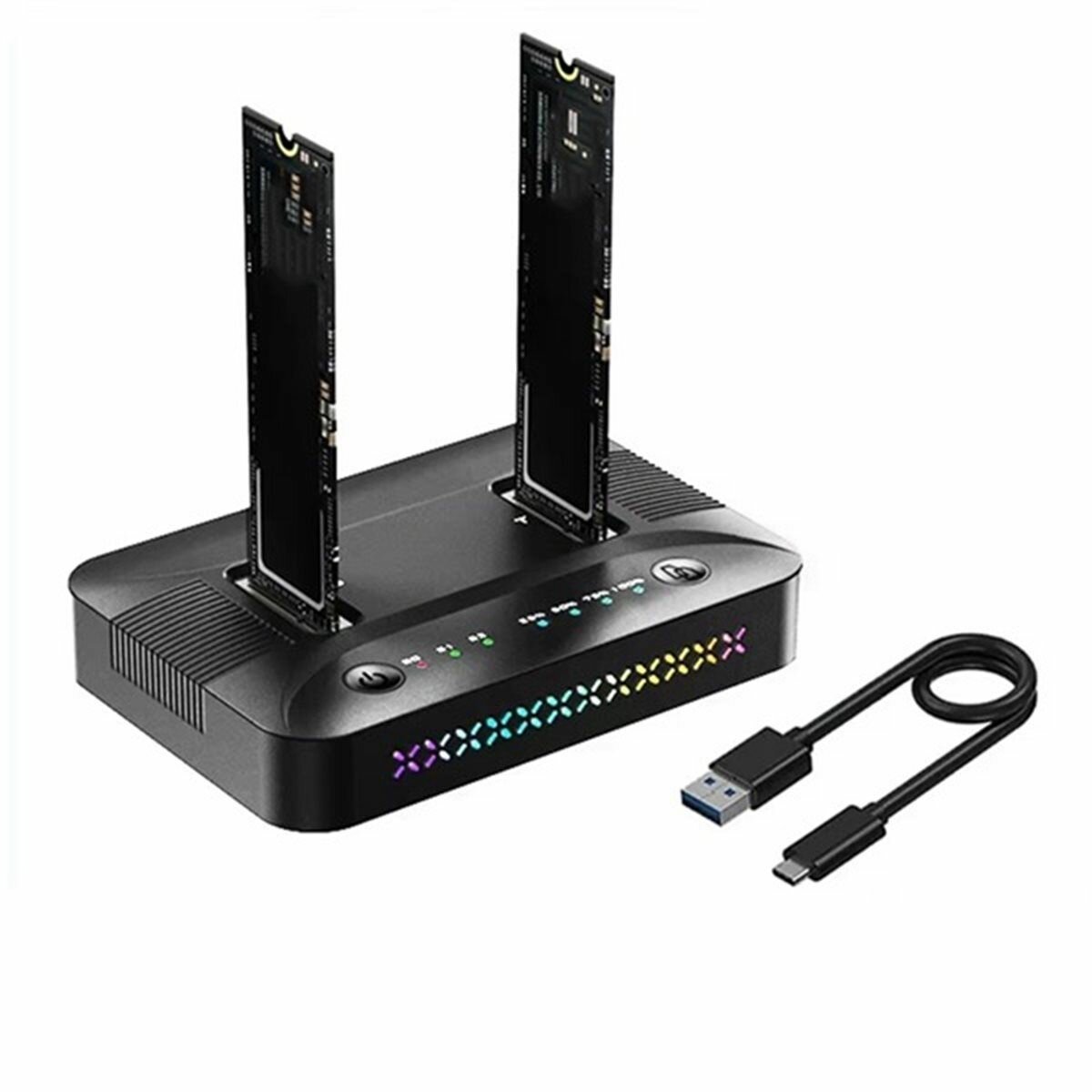 Док-станция для клонирования двух M.2 SSD с разъемом USB-C и скоростью передачи данных 5 Гбит/с. USB-C 5 Гбит/с клонирование M.2 SSD