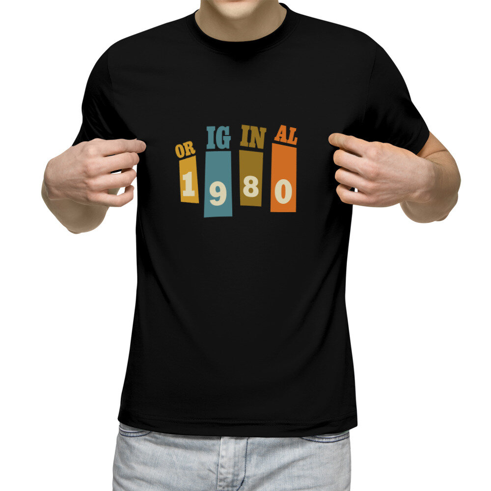 Мужская футболка «1980 год рождения, original» (черный, 2XL)