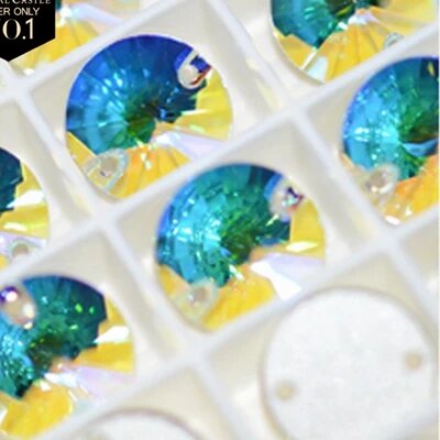 Стразы Crystal Castle 5A бирюзовые Bluish-Gold AB, 10mm, 90шт