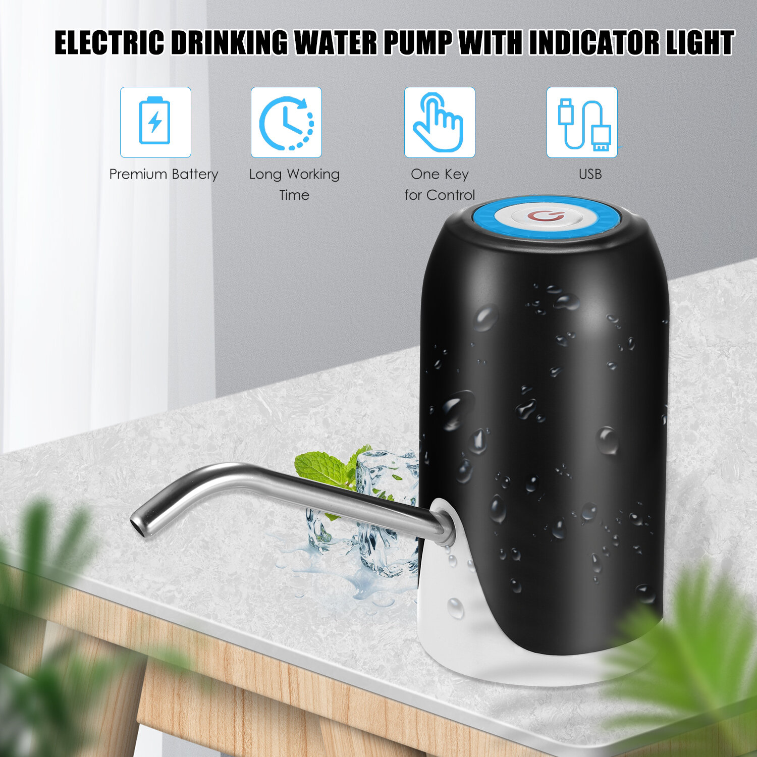 USB-водяная помпа для бутылей с автоматическим розливом, умная, с подсветкой
