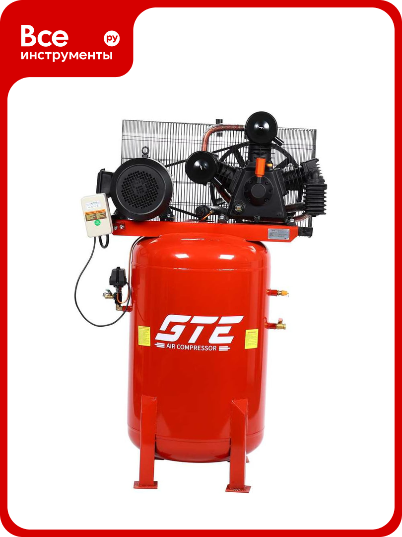 Компрессор вертикальный поршневой GTE (с ременным приводом, 380 В, ресивер 300 л, 700 л/мин, -MR4B300700A) 202955