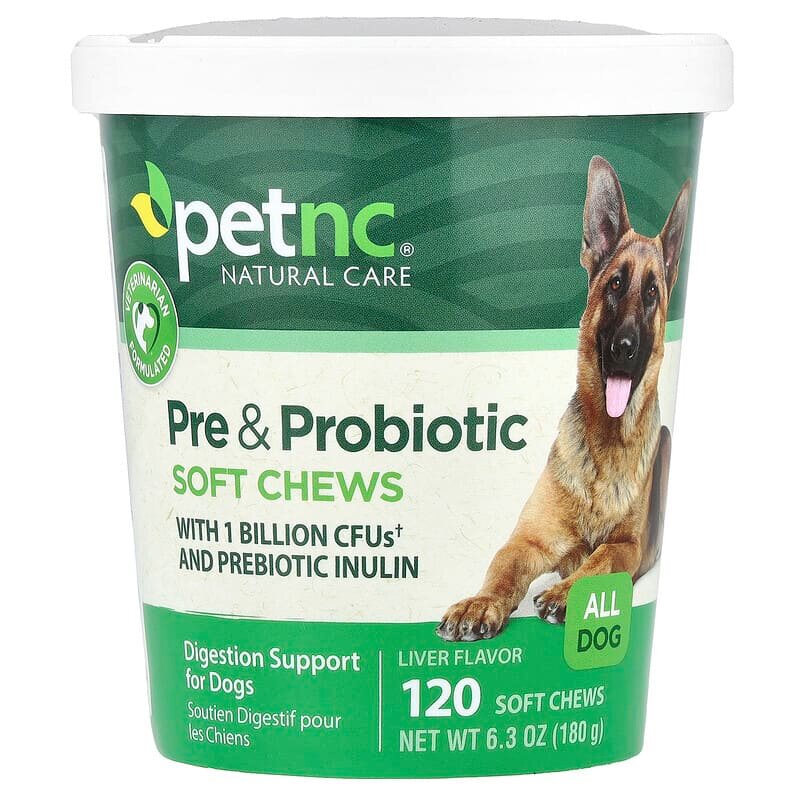 Жевательные таблетки NATURAL CARE petnc, для собак, с пребиотиками, пробиотиками и печенью, 120 шт