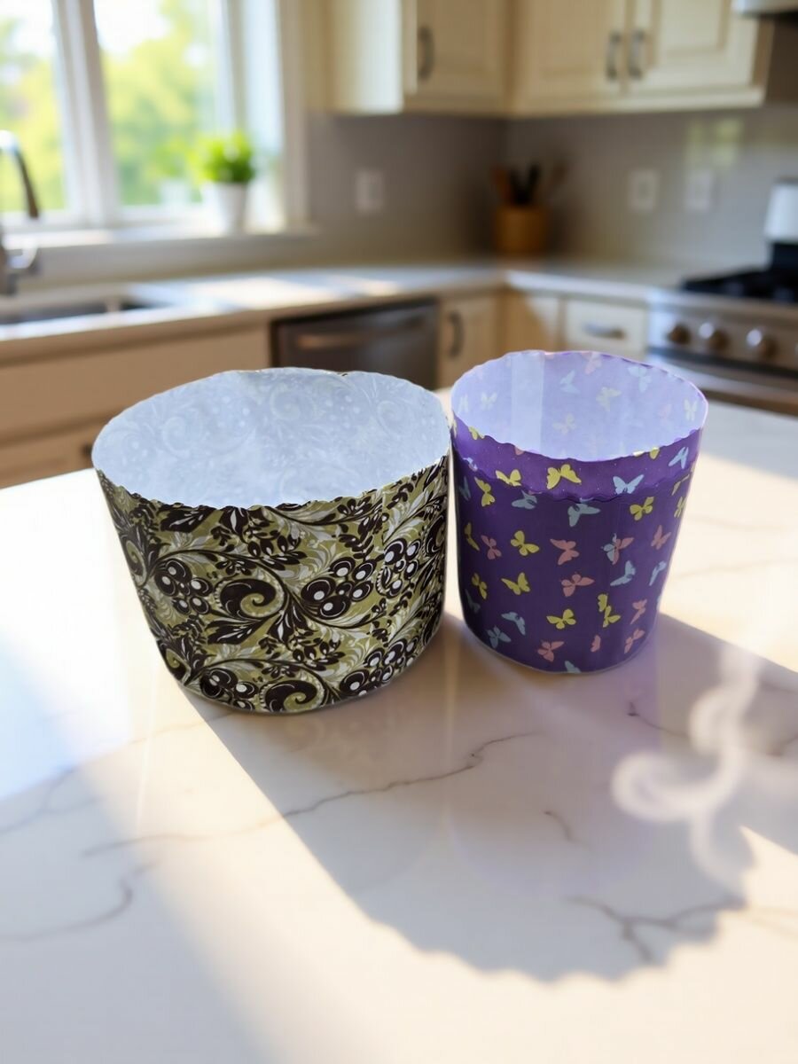 Формы пасхальные "Пасхальная классика" 2 размера для выпечки Кулича из пергаментной бумаги ,(в наборе 6шт )