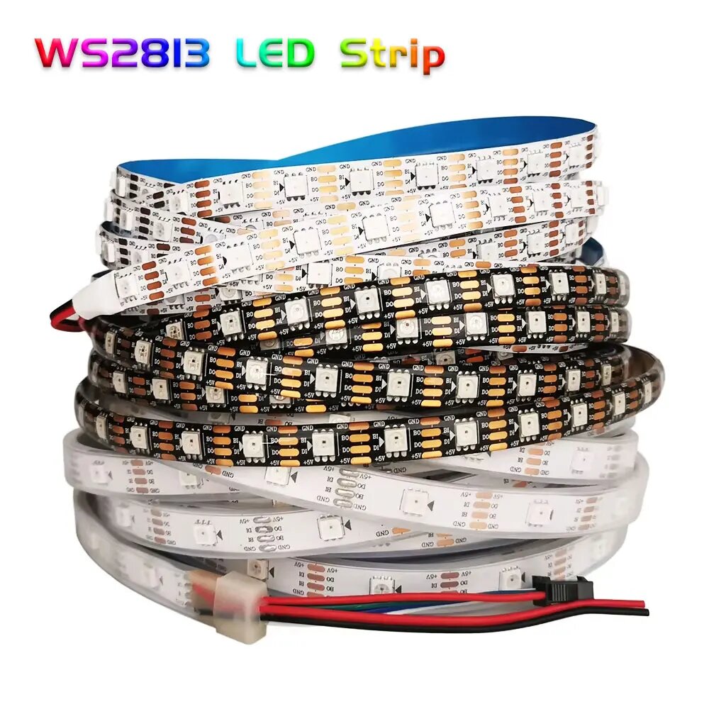 Светодиодная лента FUNZENXIN WS2813 RGBIC, White PCB, 1m, 60 IP67