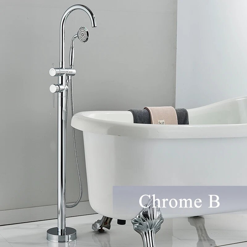 Кран для ванной розетки Rozin Black Floor Standing с 7 цветами, стоячий душевой кран для ванной, поворотный кран, смесительный кран для холодной и горячей воды