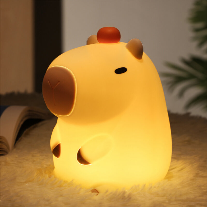 Капибара силиконовый ночник с RGB-светом для спальни, мягкий свет, в комплекте USB-кабель