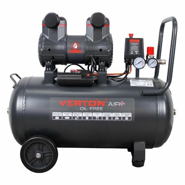 Компрессор безмасляный VERTON Air AC-50/260 (230/50В/Гц, б/масл,260л/мин, V50л, макс. дав.8 бар, мощн.1,5 кВт, част. вращ. двиг.2850 об/мин, рапид/)