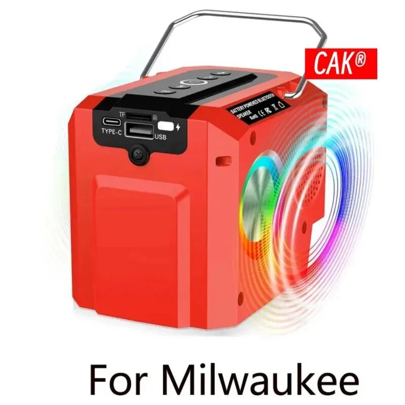 Портативная Bluetooth-колонка для аккумуляторов Milwaukee, DeWALT, Bosch, Makita 18В For Milwaukee