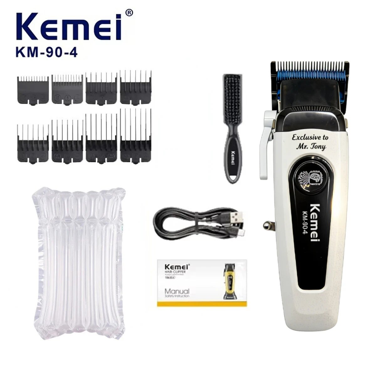 Kemei KM-90-4 Беспроводная машинка для стрижки волос, White