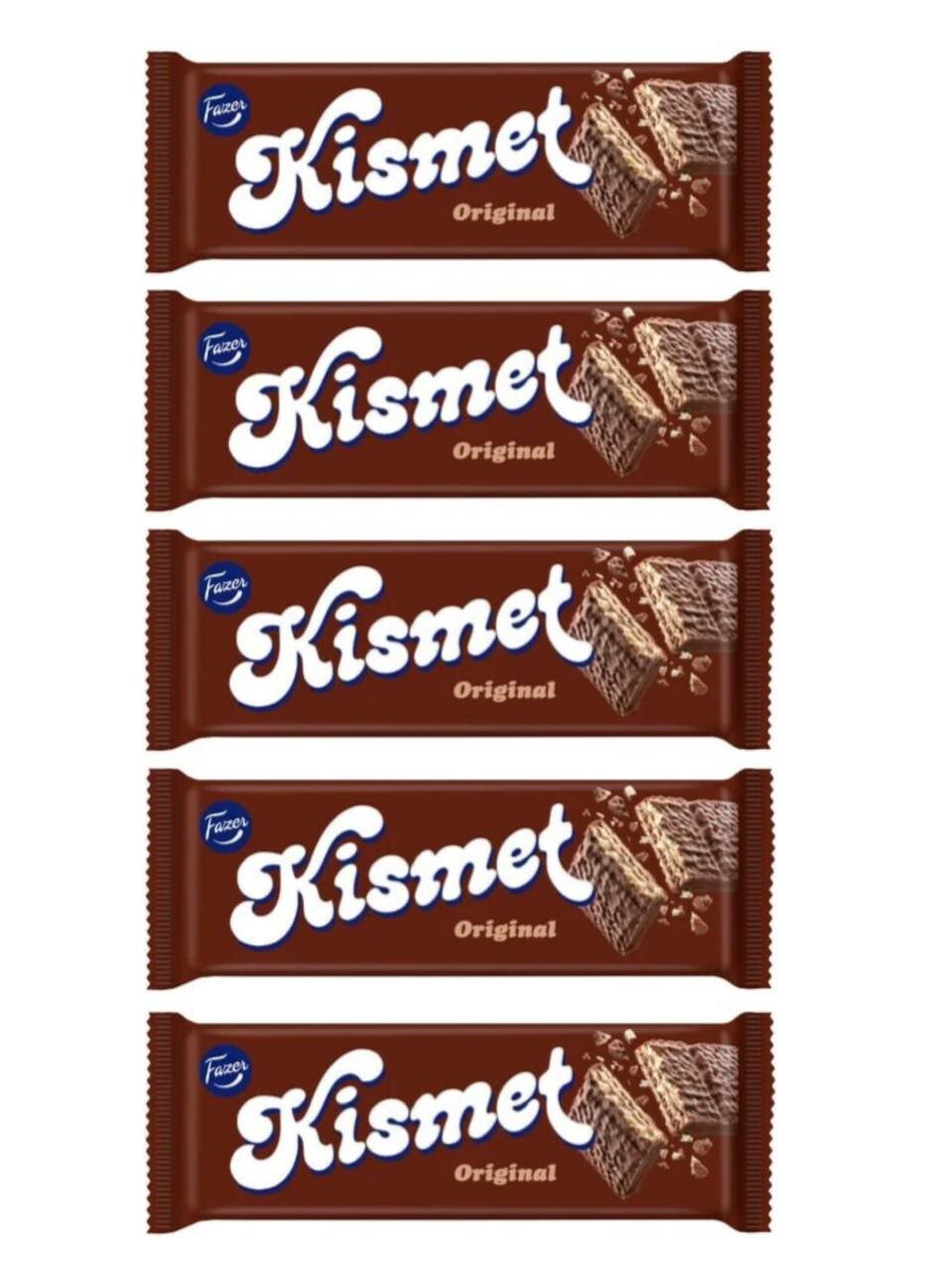 Шоколадные вафли Fazer Kismet, комплект 5уп по 55г (Финляндия)