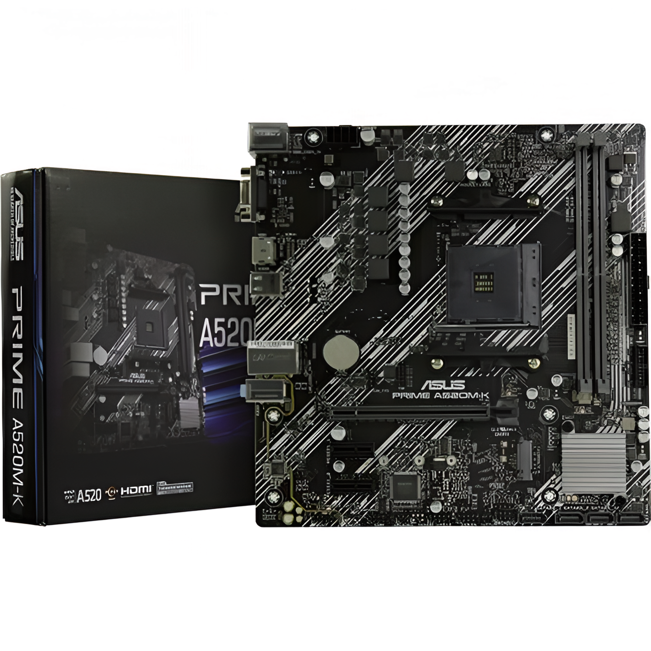 Материнская плата ASUS PRIME A520M-K, AM4/AMD A520/2xDDR4/PCI-Ex16/M.2/SB7.1/GLAN/HDMI/VGA/mATX (90MB1500-M0EAY0)