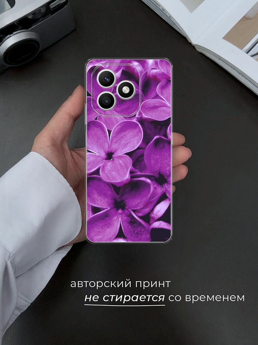 Силиконовый чехол на Honor X8d / Хонор X8d с принтом Сирень крупная — фото 1