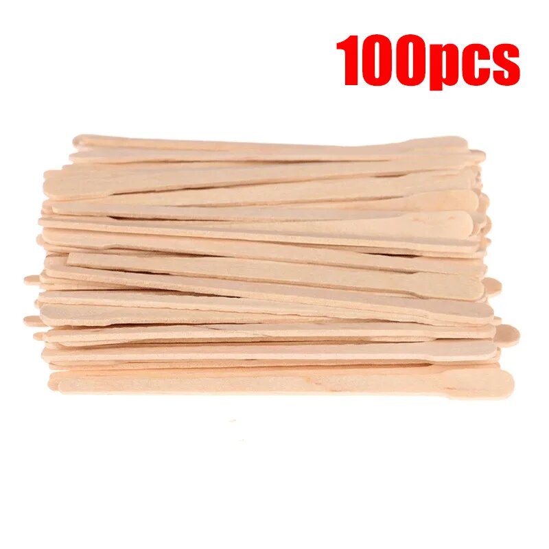 Одноразовые деревянные палочки для депиляции 100pcs, плоская головка