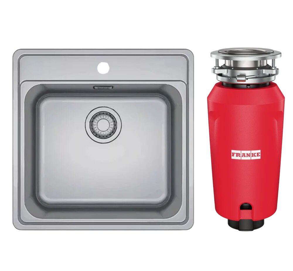Комплект Мойка Franke Bell ВСX 610-51 TL 51x51, нержавеющая сталь / Измельчитель 134.0715.094 механический