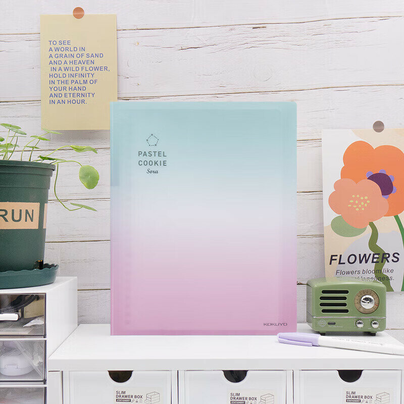 KOKUYO Light Color Cookie Clear Sky A4 Складной блокнот с 5 разделителями 40 линейками Starry Sea Green Pink Цвет：Danci