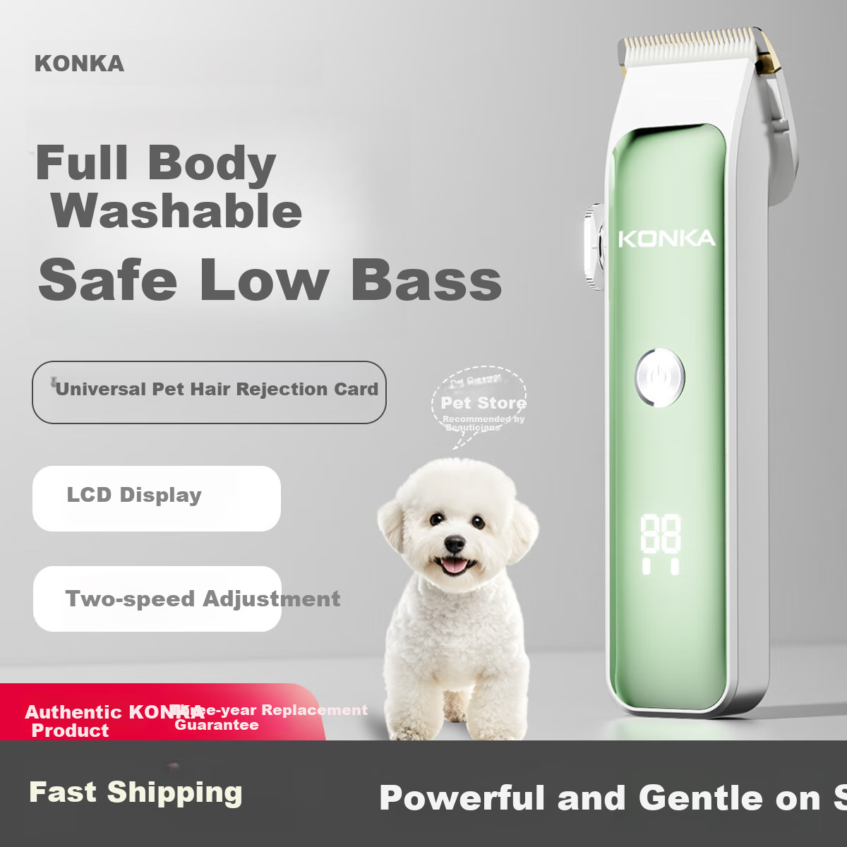 KONKA двускоростной керамический котелок для стрижки домашних животных Цвет：Двухскоростная регулировка для всех