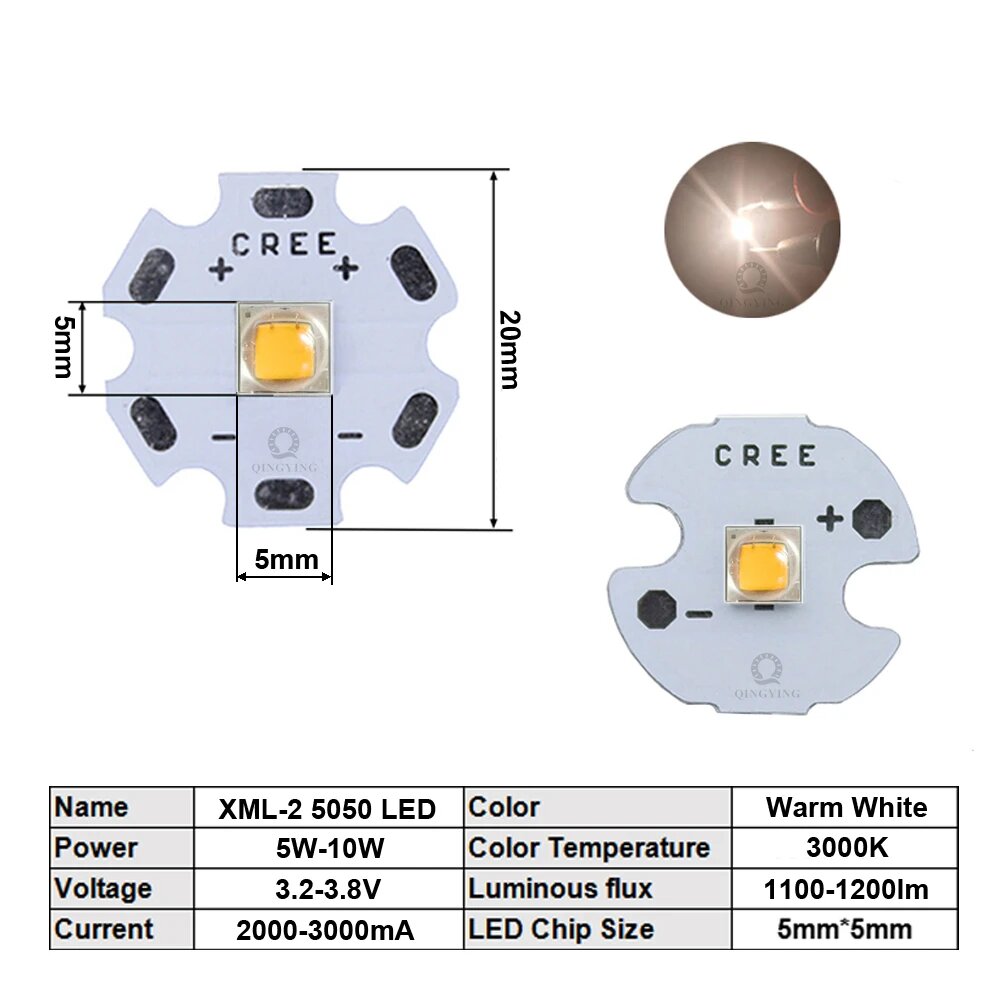 Светодиод Cree XML-2 5050 Warm White 3000K 5W-10W