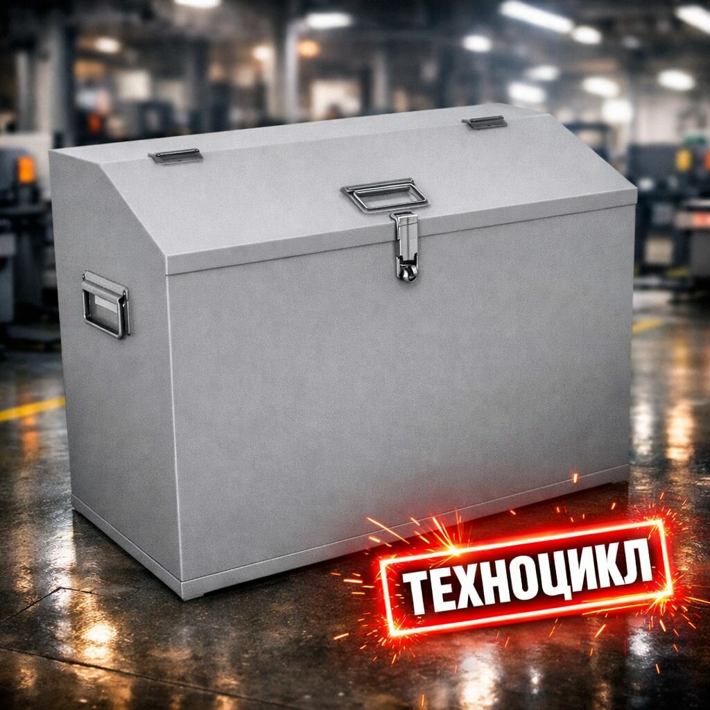 Ящик ДВ-800 800х400х600 мм техноцикл экологическая металлическая тара для сбора и временного хранения отходов, серый, маркировка Отходы катализаторов