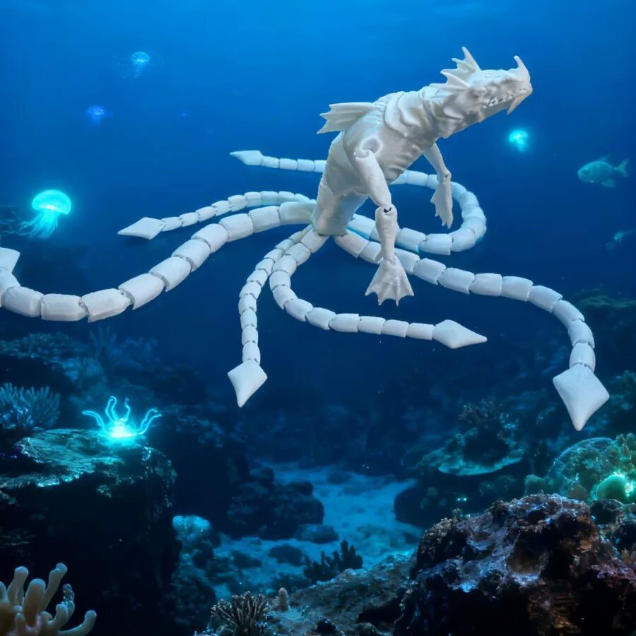 Модель морского дракона Ливиатана, 30 см высотой, 3D-печать твари из Deep Sea Horizon для коллекционного мерчандаиза
