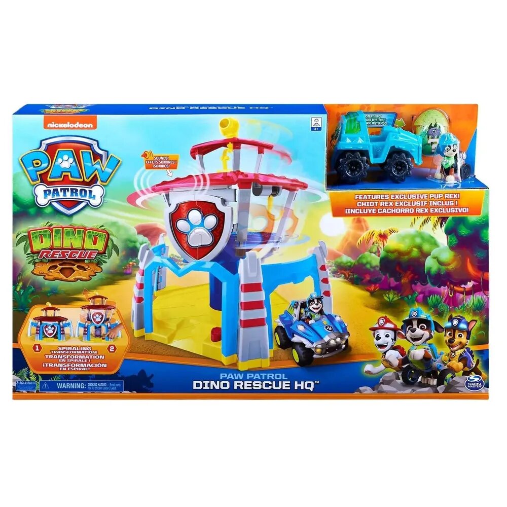 Spin Master Nickelodeon Paw Patrol Dino Rescue Headquarters Игровой набор "Фигурка тираннозавра рекса" Транспортное средство