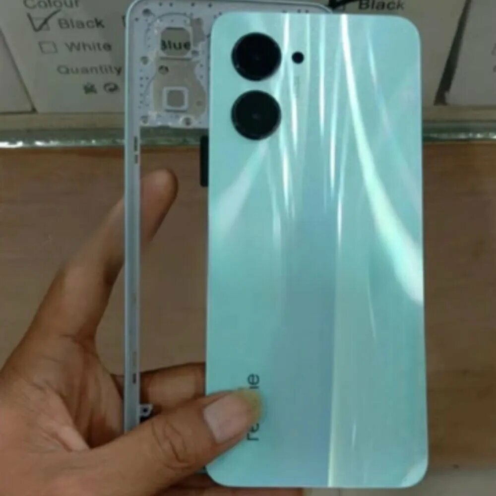 Полный корпус для Realme C33 RMX3624: средняя рамка, задняя крышка, задняя панель с линзой камеры, запчасти для ремонта.