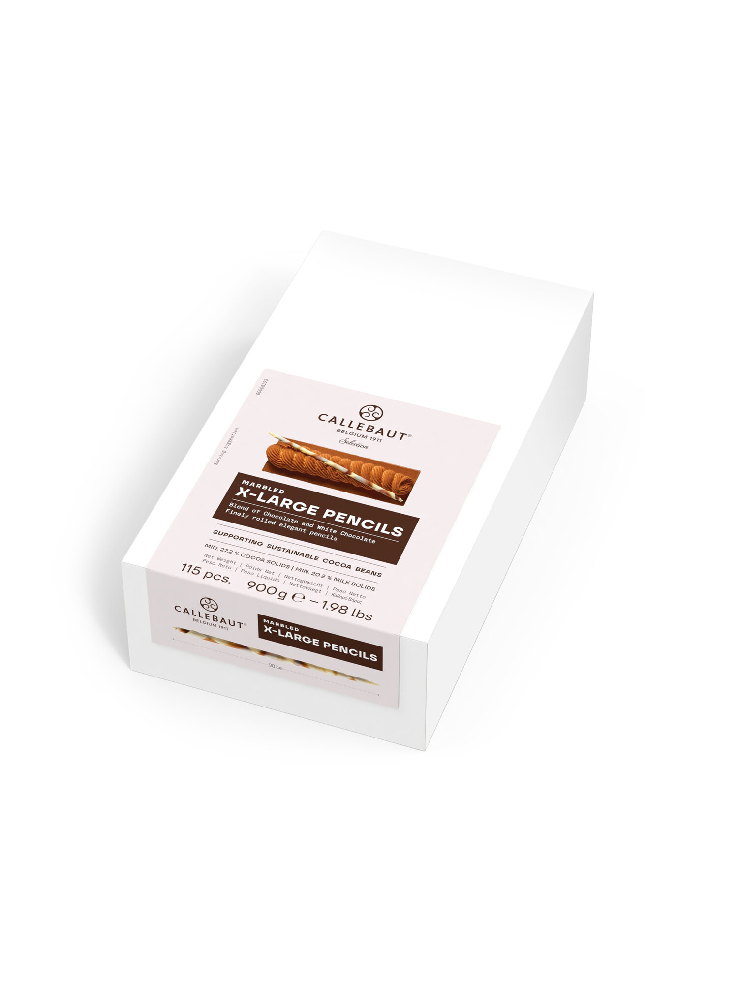Шоколадные карандаши размера ХL мраморные 200 mm Callebaut 0,9 кг