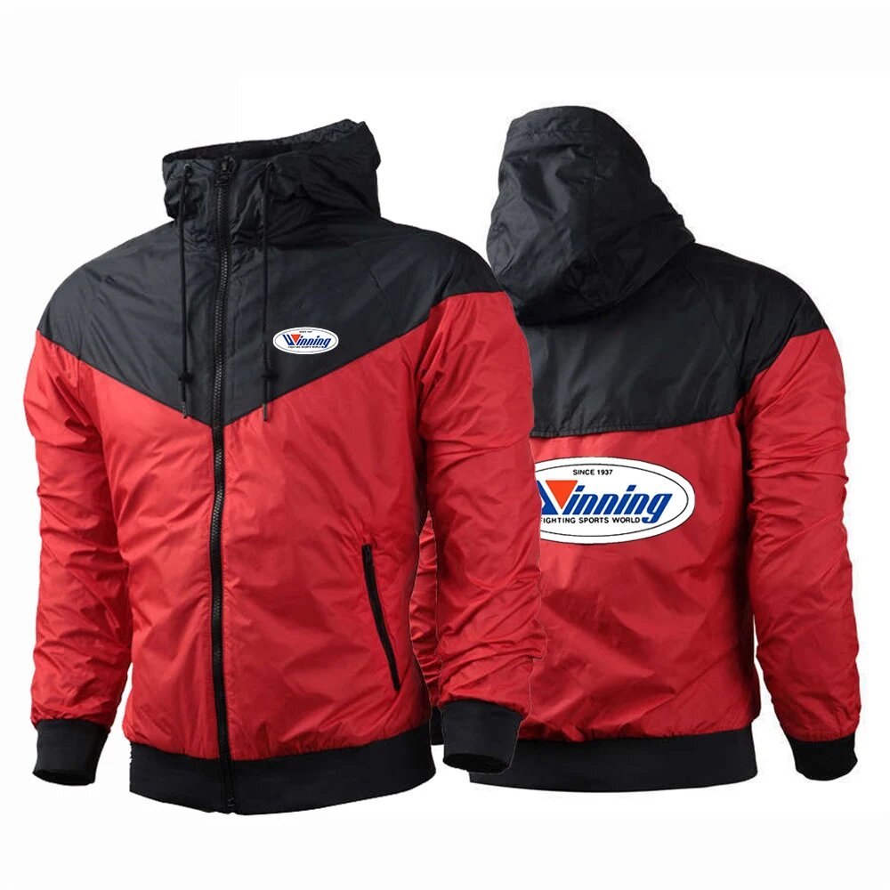 Мужская ветровка красная с капюшоном, XL, цвет 5