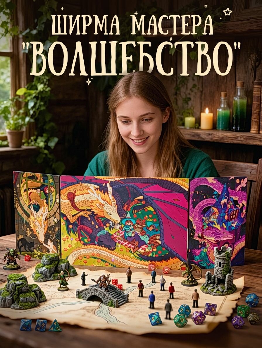 Ширма мастера днд А5 "Волшебство" для DnD, dungeons and dragons