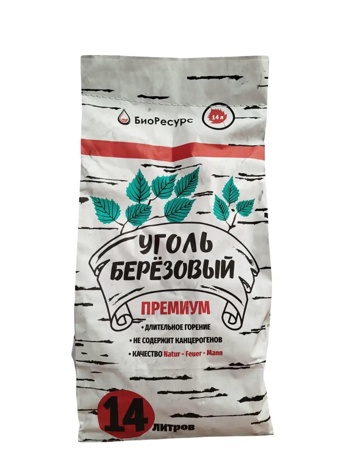 Уголь древесный БиоРесурс 14л вес 1.3кг