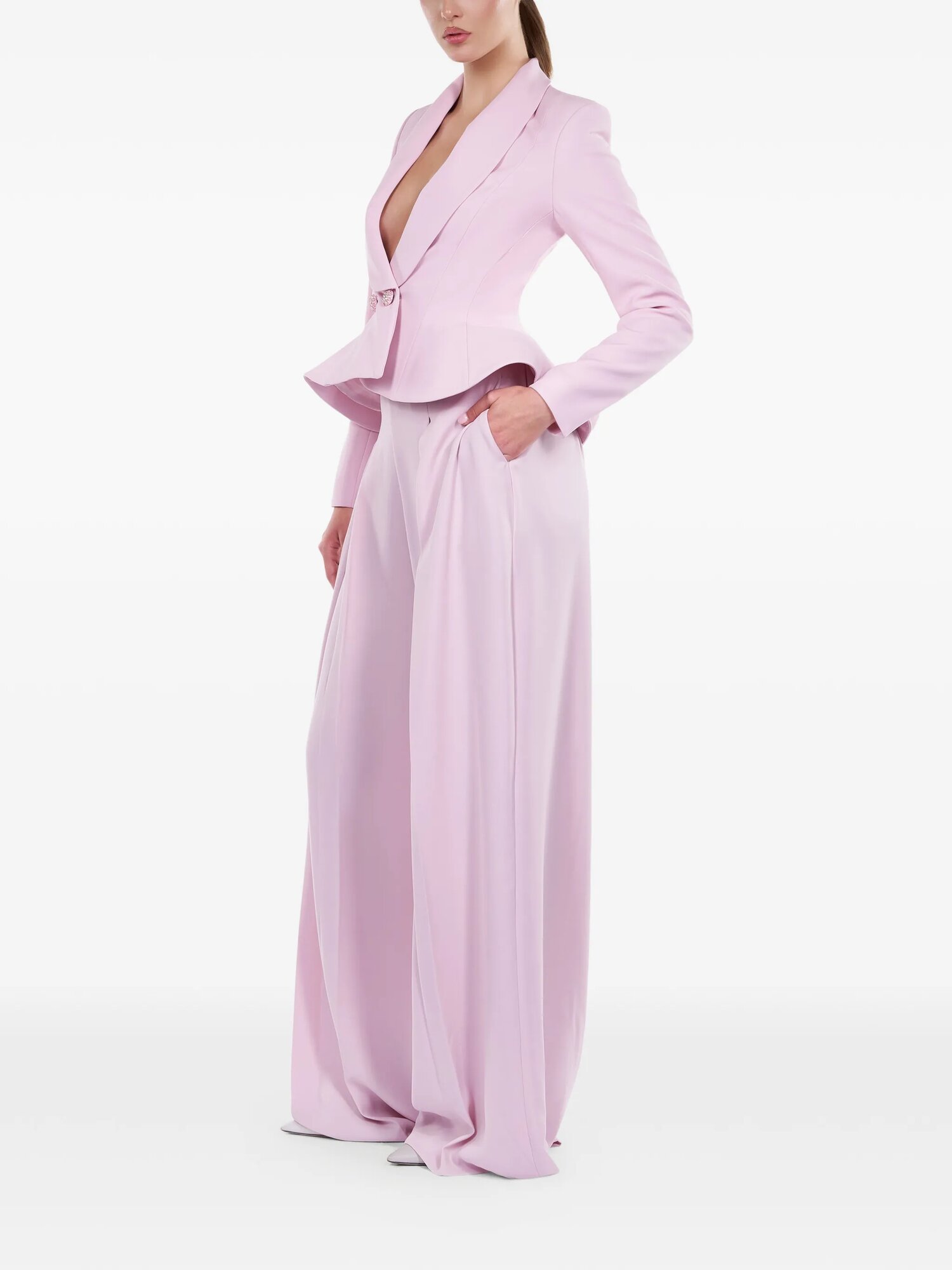 Комбинезон ARAFTU Peplum-hem double-breasted jumpsuit, размер 40, pink — фото 1