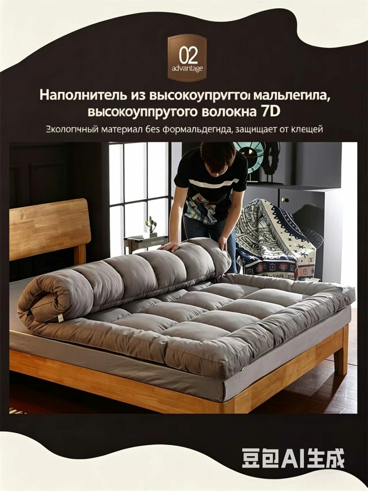 Объемный мягкий матрас, экологически чистый, гипоаллергенный, с высокой эластичностью, подходит для детей, 180*200 см