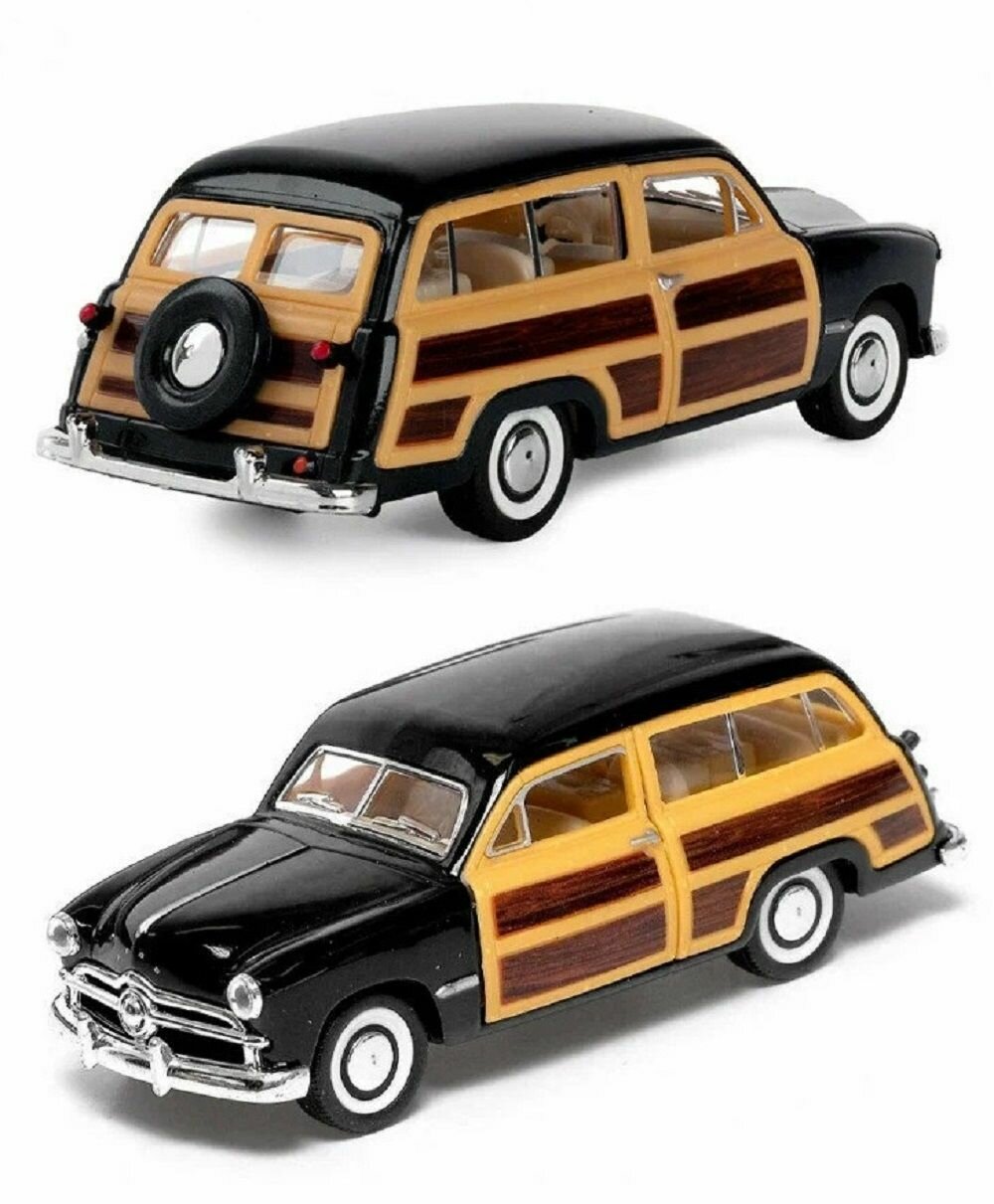 Модель машины Kinsmart "Ford Woody Wagen 1949", масштаб 1:40, черная, инерционная
