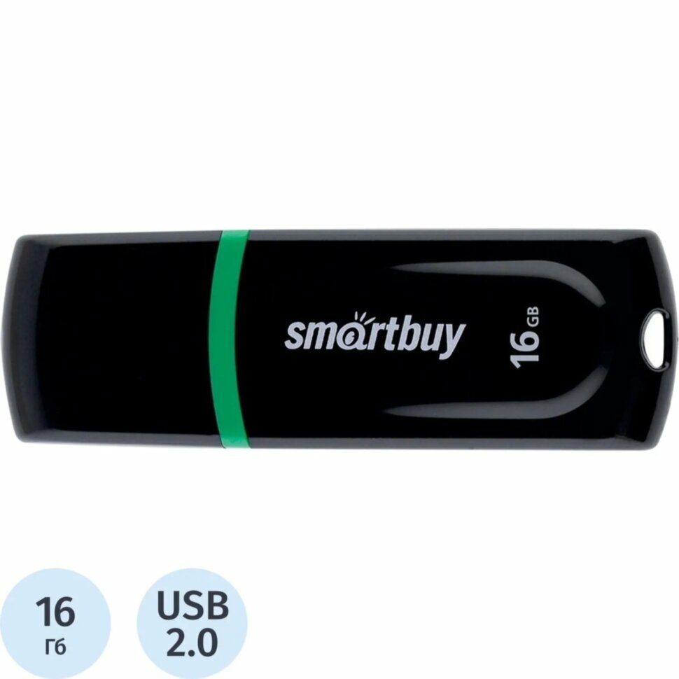 Флеш-память Smartbuy UFD 2.0 16GB Paean Black (SB16GBPN-K), 2454326