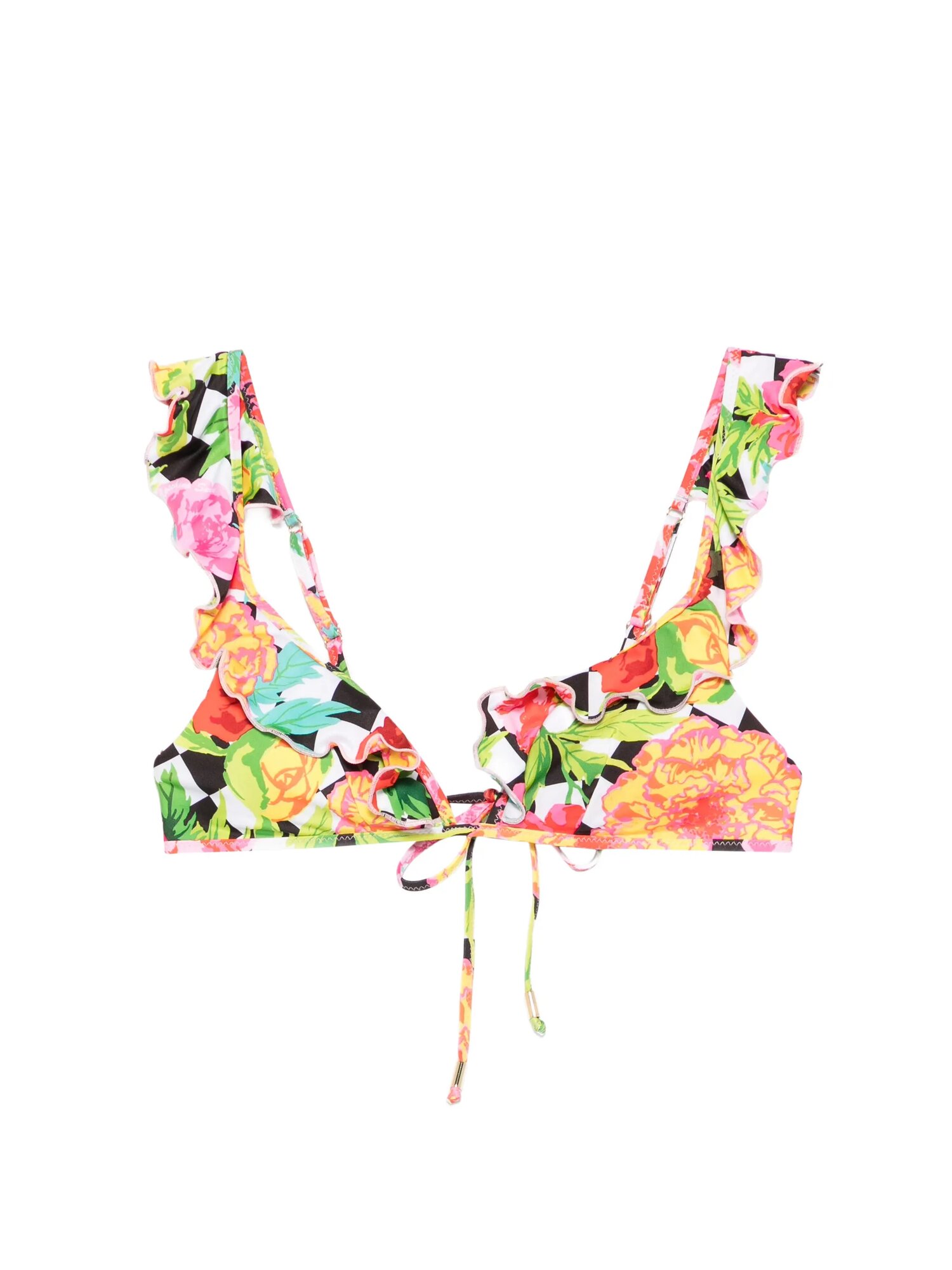 Купальник Floral-print ruffled bikini top