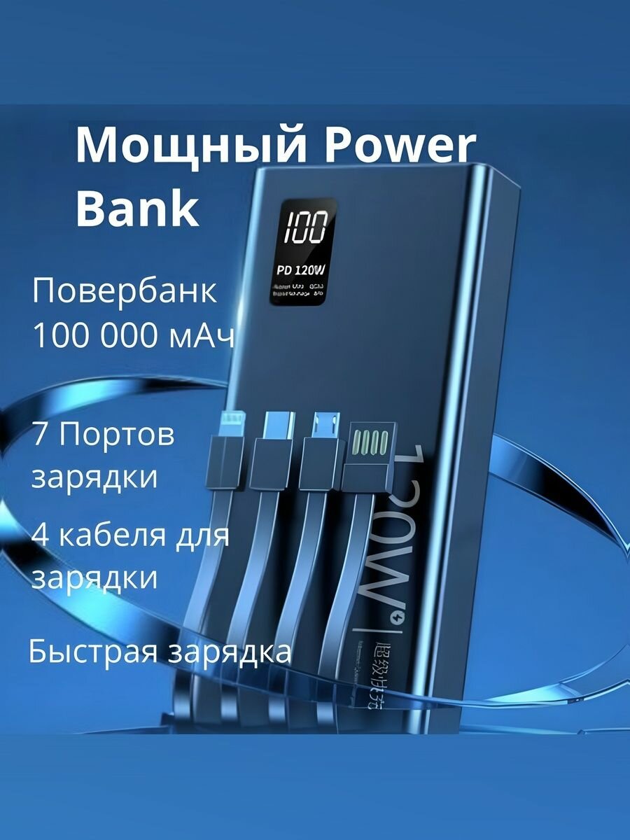 Внешний аккумулятор портативный повербанк 100000 мАч (Powerbank)