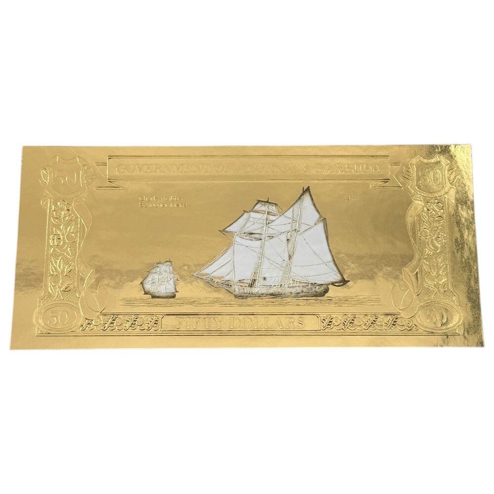 Антигуа и Барбуда 50 долларов 1981 г. (Корабли и сокровища - Charles Gibbs Schooner Maria)