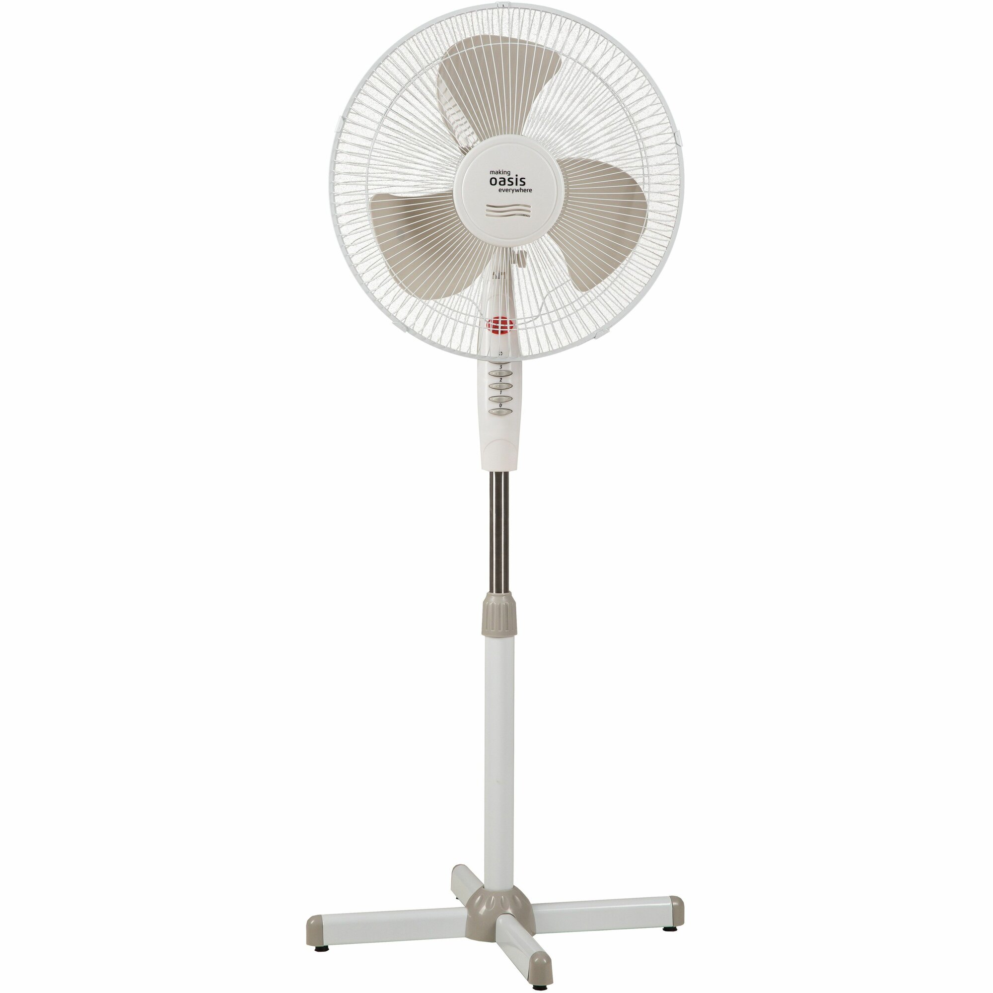 Вентилятор напольный Oasis VF-40PWG, 40 Вт, 3 скорости, регулировка высоты, белый