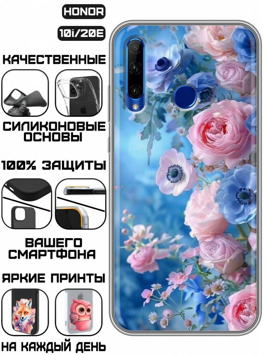 Чехол для Huawei Honor 10i, Huawei Honor 20e с принтом для женщин с розами (Хуавей хонор 10и, Хуавей хонор 20е)