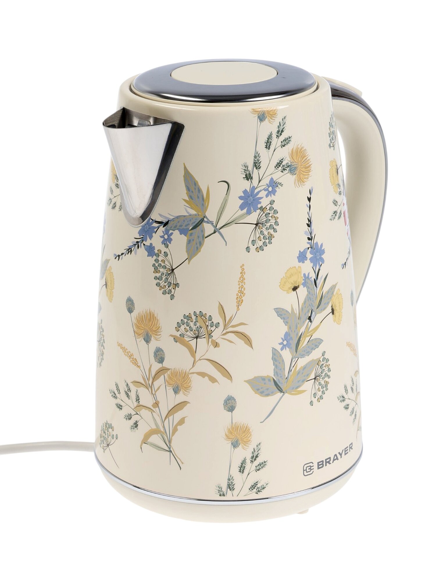 Чайник BRAYER 1083BR-YE, электрический, 2200 Вт, 1.7 л, нержавеющая сталь, автоотключение